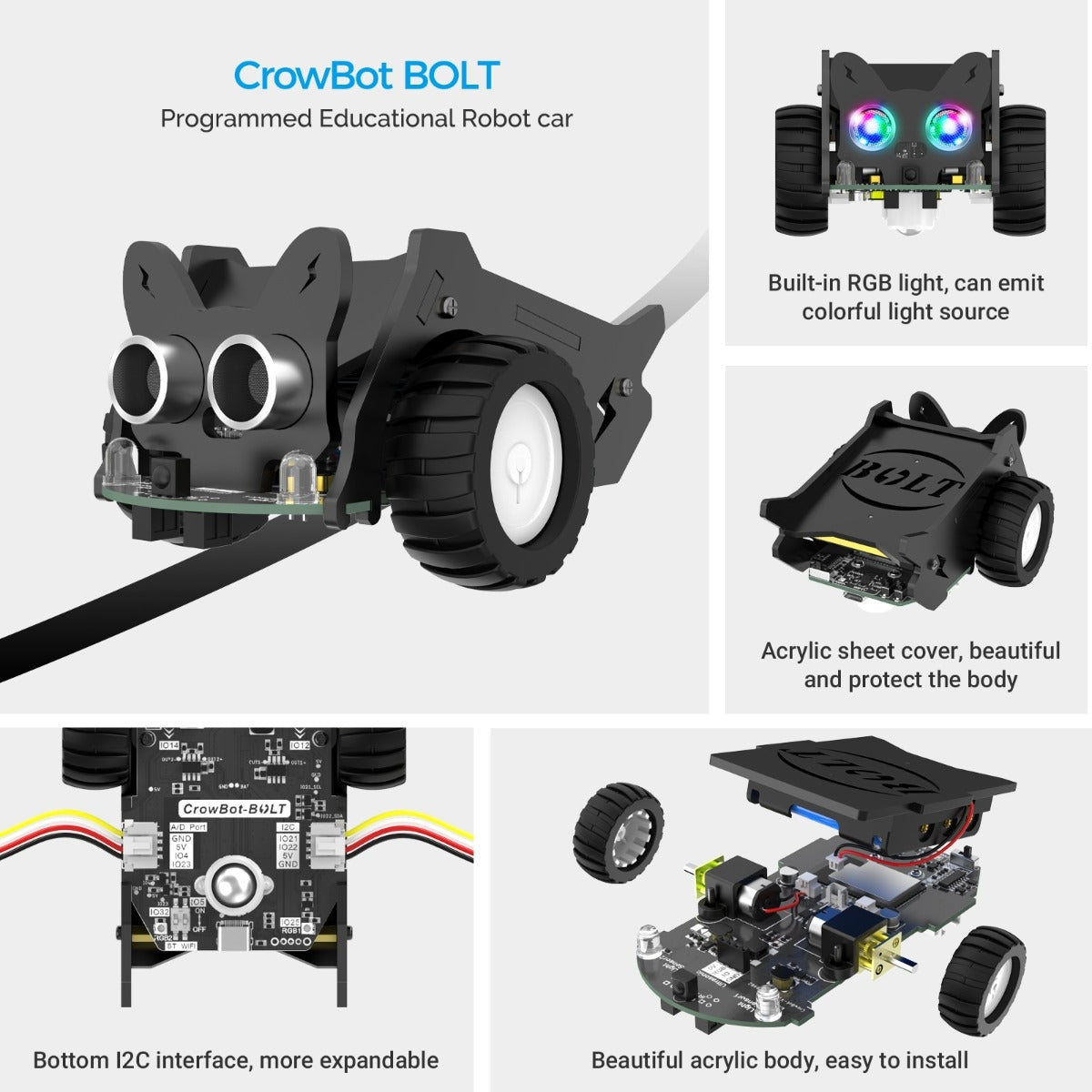 Buy CrowBot BOLT-Open Source Programmable Smart Robot Car STEAM Robot ...
